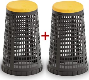 Plastový odpadkový koš na 120 l pytle 1+1 ZDARMA černý, žluté víko