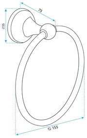 Rea Retro, prstenový věšák na ručník 332867B, mosazná, REA-06923