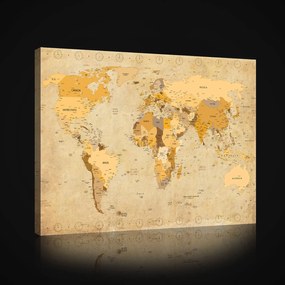 Postershop Obraz na plátně: Mapa světa (Vintage) - 80x60 cm
