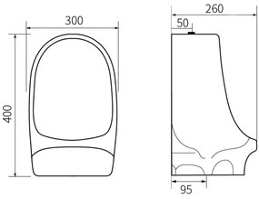 Mexen Owen, závěsný pisoár 40x30x26 cm, bílá, 37074000