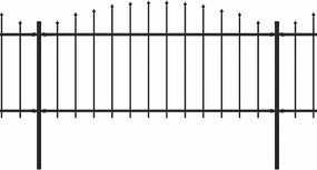 Zahradní plot s hroty ocel (0,5–0,75) x 3,4 m černý 277704