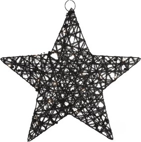 Vánoční dekorace hvězda STARIELLE s LED osvětlením 40 cm, černá