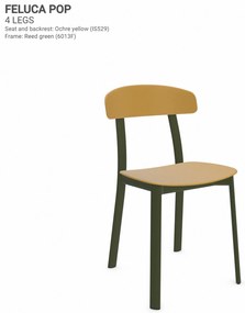 Židle Feluca Pop Barva kovové konstrukce: Reed green 6013F, Barva sedáku a opěradla z recyklovaného plastu: Ochre yellow IS529