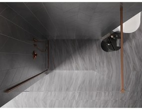 Mexen, Mexen Kioto-X sprchová stěna 100 x 200 cm, transparentní 10 mm, broušená měď - 800-100-101-65-00-X
