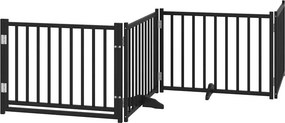 Zábrana pro psy s dvířky skládací 6 panelů černá 480 cm topol 3155737