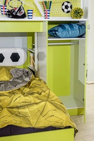 Dětská patrová postel Fotbal - bílá, limetka
