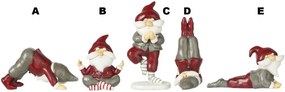 IB LAURSEN Vánoční figurka Santa's Helper Boy Yoga E, červená barva, šedá barva, pryskyřice