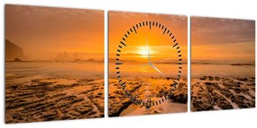 Obraz západu slunce (s hodinami) (90x30 cm)