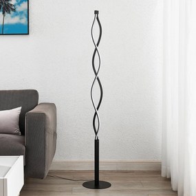 Lindby Welina LED stojací lampa, kroucená, černá