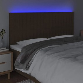 Čelo postele s LED tmavě hnědá 200x5x118/128 cm textil 3122687