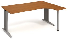Stůl ergo oblouk levý 180×120/80 cm - Hobis Flex FE 1800 L Dekor stolové desky: třešeň, Barva nohou: Stříbrná