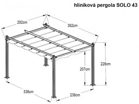 Hliníková pergola se zatahovací střechou 3,92 x 2,92 m Dekorhome