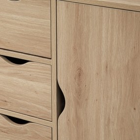 HOMCOM Obývací stěna se 4 zásuvkami, 1 dveřmi a vnitřním policovým úložným prostorem pro koupelnu, ložnici a jídelnu 54x29x83 cm Dub