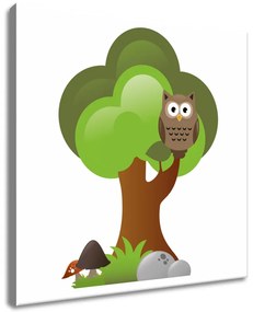 Gario Obraz na plátně Veselá sova na stromě Rozměry: 30 x 30 cm