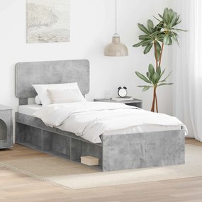 Rám postele s čelo Beton 90 x 200 cm Masivní borové dřevo 3412126