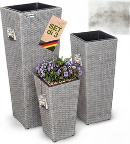 Umělý ratan Květináč sada 3 ks šedá