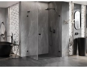 Mexen Lunar-B L pravý výklopný sprchový kout 100 x 80 cm, čiré sklo, černá matná, 832L-100-080-66-00-P