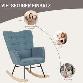 HOMCOM houpací křeslo – berberský fleece, polstrované sedadlo s dřevěnými kluzáky a opěrkami, relaxační křeslo do obýváku či ložnice, nosnost 120 kg,…