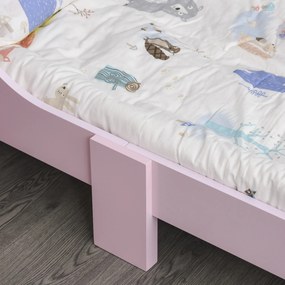 Dětská postel HOMCOM pro děti od 3 let, 143x73x60 cm, dřevěná postel s potiskem korunky, nosnost 50 kg, růžová