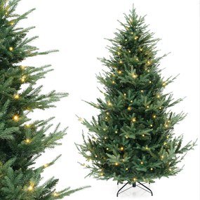Costway 210 cm umělý vánoční stromek s 340 teplými bílými LED světly Vánoční