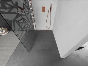 Mexen Kioto L, sprchová zástěna Walk-In 90 x 200 cm, 8mm čiré sklo bílý vzor, ​​růžové zlato profil, 800-090-103-60-85