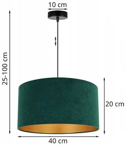 Závěsné svítidlo Mediolan, 1x tmavě zelené/zlaté textilní stínítko, (výběr ze 2 barev konstrukce), (fi 40cm)