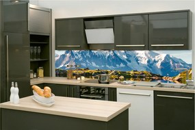DIMEX | Fototapeta do kuchyně Jezero Lac Blanc KI-260-205 | 260 x 60 cm | modrá, bílá, zelená