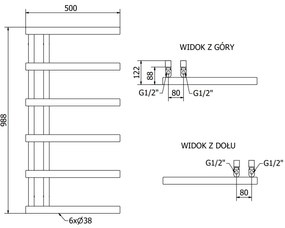 Mexen Jukon, topné těleso 988 x 500 mm, 364 W, zlatá lesklá, W116-0988-500-00-50