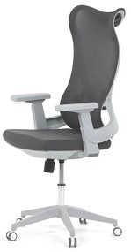 Autronic Židle kancelářská, šedý MESH, bílý plast, plastový kříž