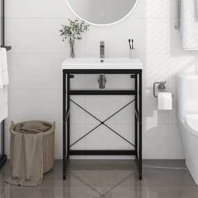 Koupelnový regál pod umyvadlo černý 59 x 38 x 83 cm železo 338500
