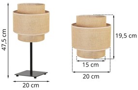 Stolní lampa Boho, 1x jutové stínítko, (výběr ze 2 barev konstrukce)