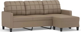 3místná pohovka s podnožkou cappuccino 180 cm umělá kůže 3201018