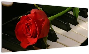 Obraz růže na klavíru (100x40cm)