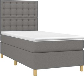 Box spring postel s matrací a LED tmavě šedá 100x200 cm textil 3135734