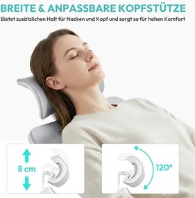 Kancelářská židle – světle šedá & bílá, 70 cm (šířka) × 59 cm (hloubka) × 115 cm - 125 cm (výška) (257772618160)