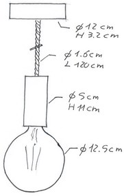 creative cables Závěsná lampa s XL 16mm námořnickým kabelem, lakované dřevěné detaily Barva: Bílá