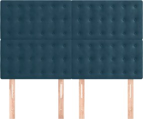 Čelo postele tmavě modré 144x5x118/128 cm sametové 3116818