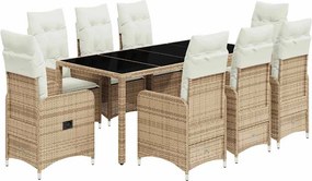 9dílný zahradní bistro set s poduškami béžový polyratan 3277102