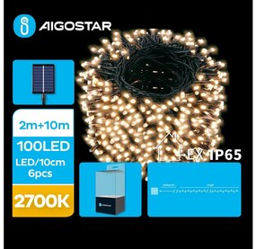 Aigostar B.V. | Aigostar - LED Solární vánoční řetěz 100xLED/8 funkcí 12m IP65 teplá bílá | AI0423