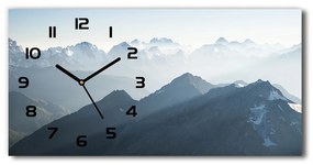 Wallmuralia Skleněné hodiny na stěnu Horské vrcholy 60x30 cm