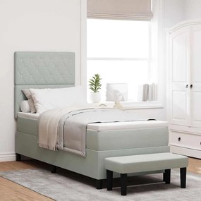 Postel s boxspringem s polštářem Světle šedá 200 x 80 cm samet 3344408