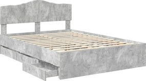 Rám postele s čelo Betonově šedá 150 x 200 cm Inženýrské dřevo 3412994