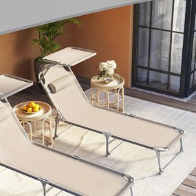 Zahradní lehátko LAGUNA s nastavitelnou clonou, 193x59x30cm, hnědošedá (taupe) SongmicsHome
