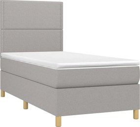 Box spring postel s matrací a LED světle šedá 90x190 cm textil 3135317