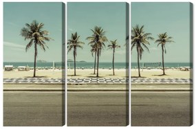 Vícedílný obraz Palmy Na Pláži Ipanema V Rio De Janeiru Nedostatek Nedostatek Přírodní plátno 150x100