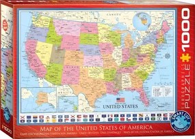 EUROGRAPHICS Puzzle Politická mapa USA / 1000 dílků / 67,6 × 48,9 cm