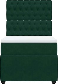 Box spring postel s matrací tmavě zelená 90x190 cm samet 3294523