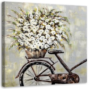Obraz na plátně Květiny Béžová jako malovaná - 50x50 cm