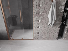 Mexen Velar, posuvné dveře do otvoru 85x200 cm, 8mm čiré sklo, měděná matná, 871-085-000-01-65