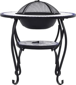 vidaXL Mozaikový stolek s ohništěm a bílý 68 cm keramika [46724] Barva: Černá